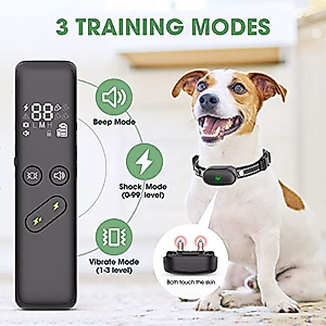 Dog Shock Collar - Electric Dog Training Collar with Remote 1600FT, Rechargeable E-Collar Waterproof Collars with 3 Training Modes, Security Lock for All Breeds, Sizes