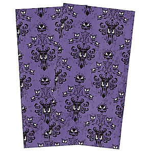 Kitchen Dish Towels 2 Pack-Super Absorbent Soft Microfiber,Halloween Haunted Horror Mansion Grim Grinning Ghosts Cleaning Dishcloth Hand Towels Tea Towels for Kitchen Bathroom Bar