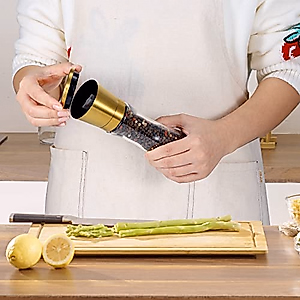 VEVOK CHEF Gold Salt and Pepper Grinder Mill Set Stainless Steel Pepper Shaker Adjustable Ceramic Coarseness Salt Grinder Black Pepper Spice Grinder Mill