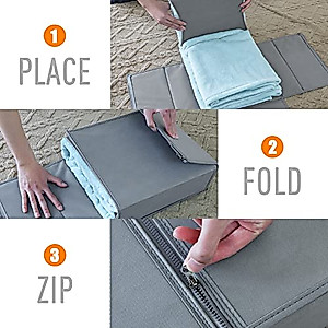 Fixwal 3 Pack Bedding Organizer Storage Bins Foldable Storage Containers with Sturdy Fabric Collapsible Zipper Boxes for Sheet Set or Duvet Cover Set (Full, Twin, Queen Size)