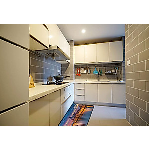 Kitchen Floor Mat Cityscape Image Decor Absorbent Comfort Standing Mat Soft Runner Rug for Hallway Entryway Bathroom Living Room Bedroom 39x20 inch