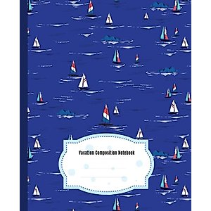 Wind Surf Composition Notebook: Beautiful Wide Blank Lined Workbook for Kids Girls Boys Students Teens Home School and College
