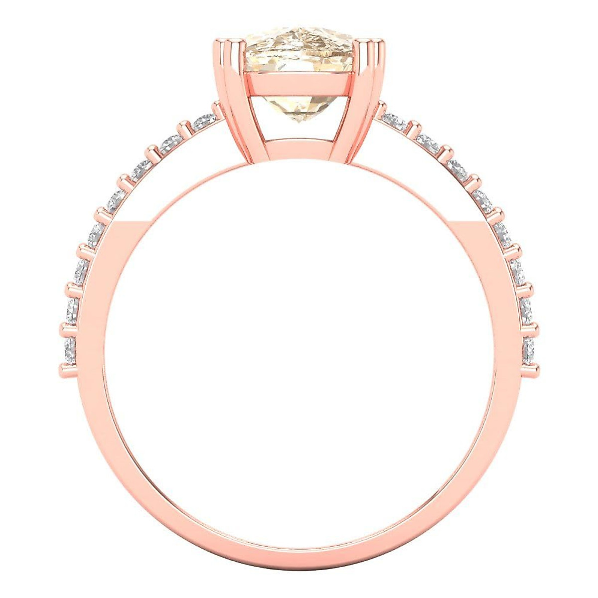 Clara Pucci 3.50 ct Cushion Cut Solitaire Genuine Natural Brown Morganite Engagement Promise Anniversary Bridal Ring 18K Rose Gold 6