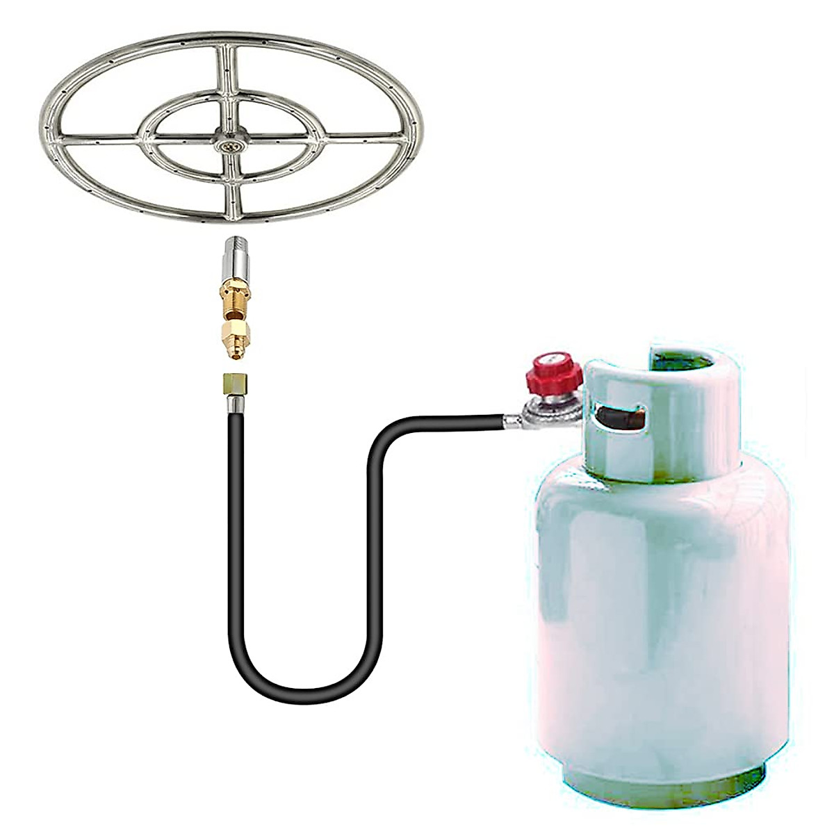 MOFLAME 4 Feet High-Pressure Propane 0-20 PSI Adjustable Regulator Hose Assembly with LP 1/2" Air Mixture Valve for Liquid Propane Fire Pits，Fireplace