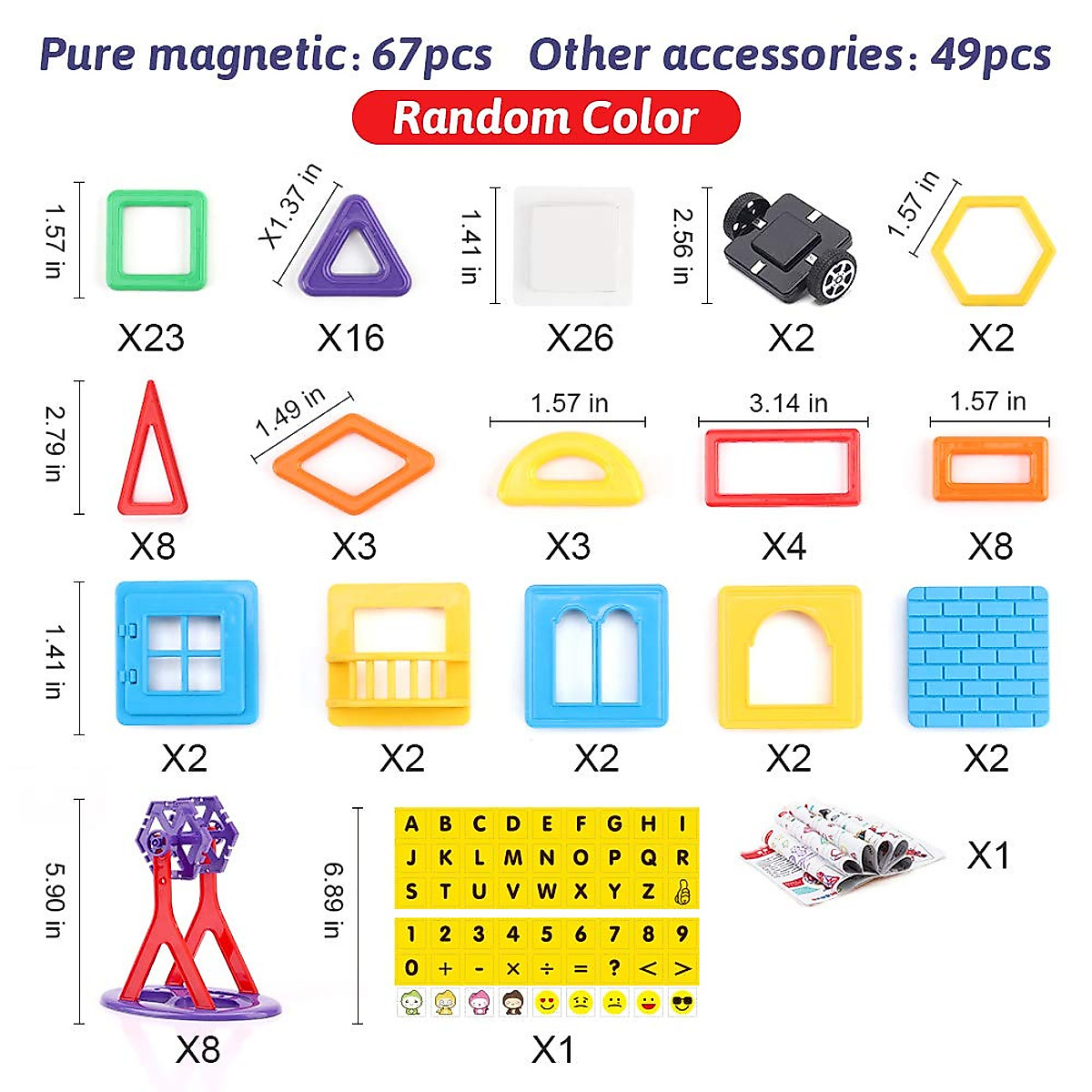 nicknack Mini Magnetic Blocks Toys Magnetic Tiles Building Blocks for Kids Baby and Toddler Gift Magnet Stacking Block Toys, 116pcs