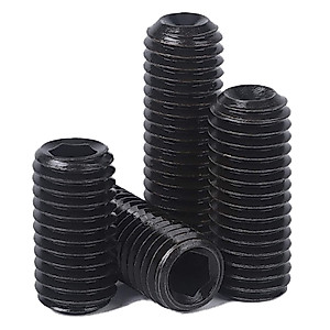 M3-0.5 x 6mm Black Hex Socket Set Grub Screws,Headless Cup Point,Flat Point Grub Bolt,Internal Hex Drive,Alloy Steel,12.9 Class Carbon Steel，External Thread 100 Pcs
