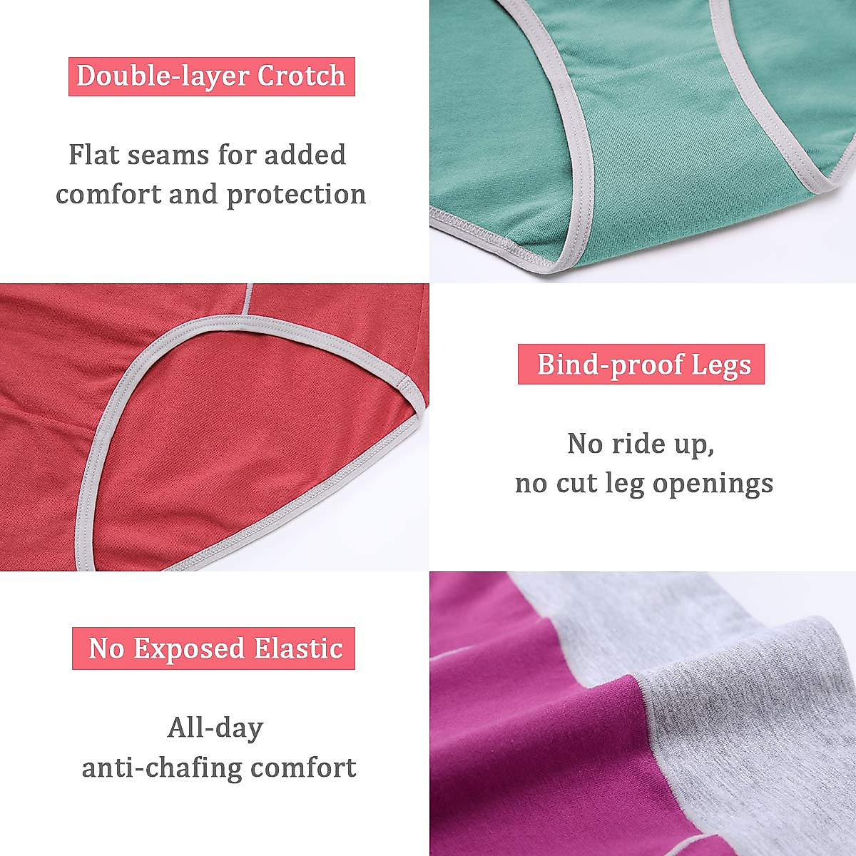 wirarpa Women's Cotton Underwear High Waist Stretch Briefs Soft Underpants Breathable Panties 4 Pack X-Large