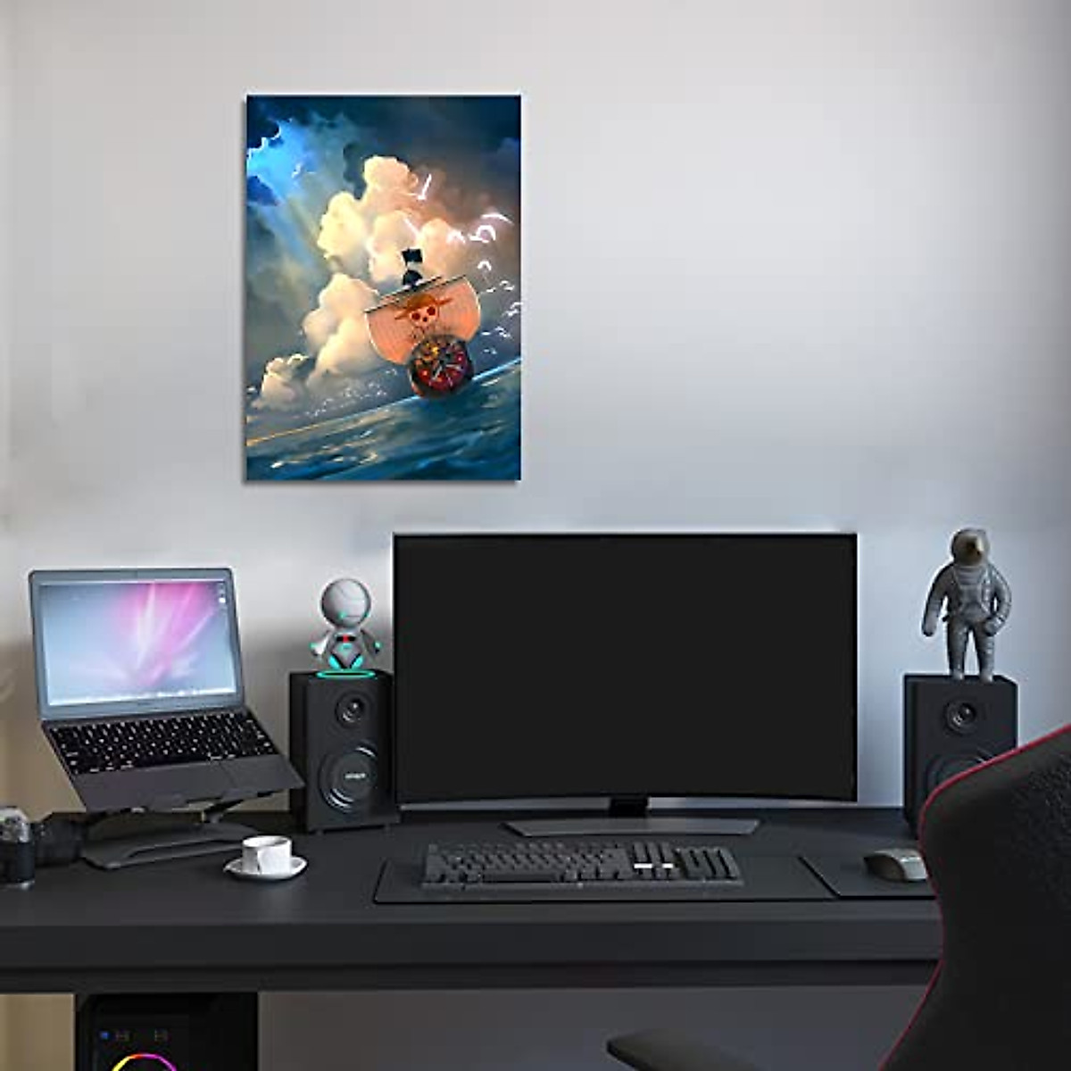 NESTLDEC Anime Poster Luffy Zoro Canvas Wall Art Thousand Sunny HD Print Painting The Straw Hat Pirates Room Decoration Boy Gift 12x16.5inch (Unframed)