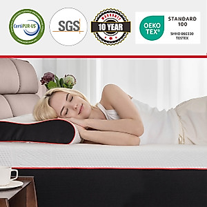 MLILY Full Mattress Bed Mattress, Manchester United 10 Inch Memory Foam Mattress, Cool Sleep & Pressure Relief, Made in USA, White