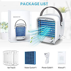 Portable Air Conditioner Fan for Office - Mini Desktop Evaporative Air Car Amplifier Cooling Fan, Adjustable Direction, Build-in Ice Tray Water Tank, Zero Noise Personal Cooler for Small Room Dorm