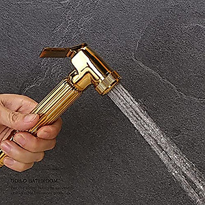 NBAAYIK Wall Mounted Bathroom Toilet Bidet Mixer Spray Kit Golden Single Handle Sprayer Toilet Bidet Shower Head Bathroom Shower Bidet Taps Spray Toilet Cleaning Faucet-B