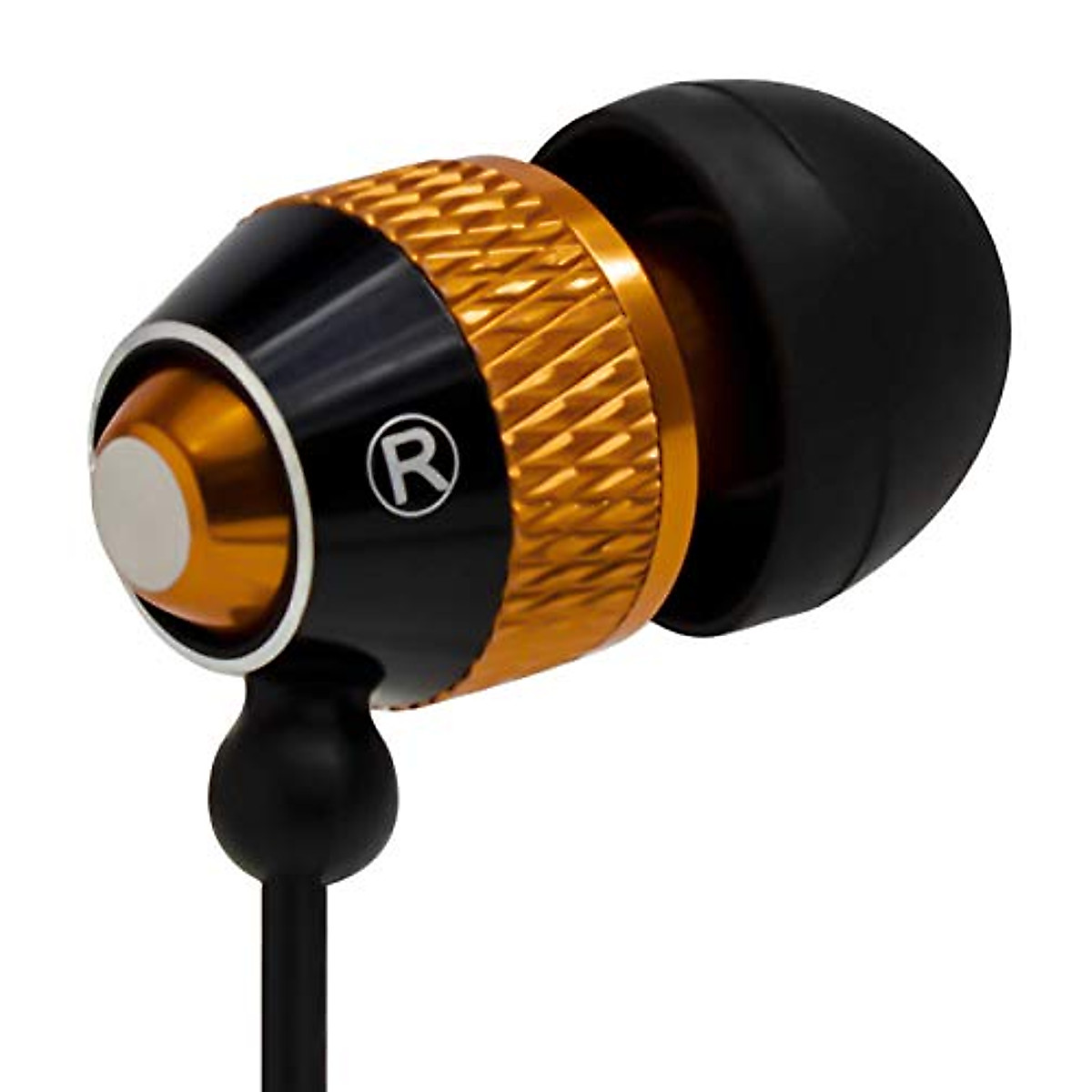 Bastex Universal Earphone/Ear Buds 3.5mm Stereo Headphones in-Ear Tangle Free Cable with Built-in Microphone Earbuds for iPhone iPod iPad Samsung Android Mp3 Mp4 and More-Gold/Black