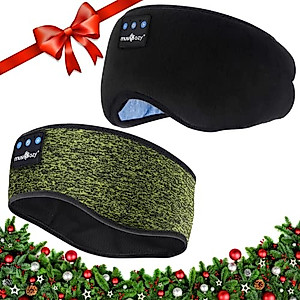MUSICOZY Sleep Headphones Bluetooth Sports Headband, Wireless Music Sleeping Headphones Sleep Eye Mask Earbuds IPX6 Waterproof for Side Sleepers Workout Running Insomnia Travel Yoga Office, Pack of 2