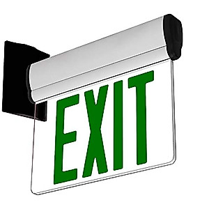 LFI Lights | Edge-Lit Green Exit Sign | Modern Design Brushed Aluminum Housing | All LED | Single-Sided Clear Acrylic Panel | Hardwired with Battery Backup | UL Listed | (1 Pack) | ELRT-G (SC)