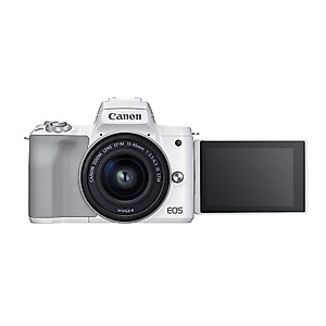 Canon EOS M50 Mark II + EF-M 15-45mm is STM Kit White (Renewed)