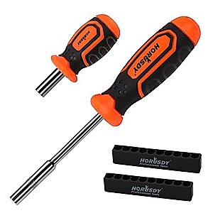 HORUSDY 2-Piece 1/4" Bit Driver Magnetic Screwdriver Bit Holder, 190mm and 90mm Long, Screwdriver Handle for Magnet Tip