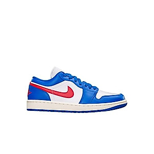 Nike Jordan Women's Air Jordan 1 Low Sneakers (Sport Blue/Grym Red-White-Sail, 8.5)