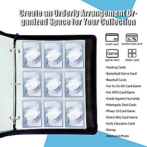 Trading Card Binder, 9-Pocket Card Collector Holder Album with 50 Sleeves Holds Up to 900 Cards, Storage Carrying Book Case for Baseball Football and Game Cards, Collection Toy Gift for Boys and Girls (Blue)