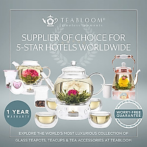 Teabloom Universal Tea Warmer (Large Size - 6 in / 15 cm Diameter) - Handcrafted with Heat Proof & Lead-Free Glass - Tealight Candle Included