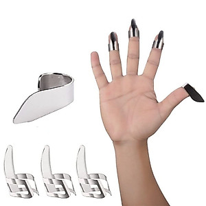 Guitar Slides Steel Slide Tone Bar for Electric Guitar, Dobro, Hawaiian Guitar, Lap Steel Guitar, Stainless Steel Metal Thumb & Finger Picks Plectrums