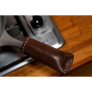 Alta Andina Leather Skillet Handle Cover | Hand Stitched, Vegetable Tanned Leather Hot Handle Holder for Cast Iron Skillets & Cookware (Brown – Café)