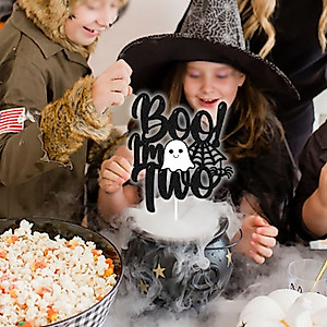 Levvcirki Boo I’m Two Cake Topper Halloween 2nd Cake Decoration for Boy Girl Halloween Ghost Spider Bat Theme Second Happy Birthday Party Décor Supplies