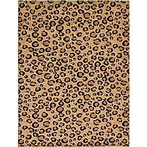 Unique Loom Wildlife Collection Area Rug - Leopard (9' x 12' Rectangle, Light Brown/ Black)