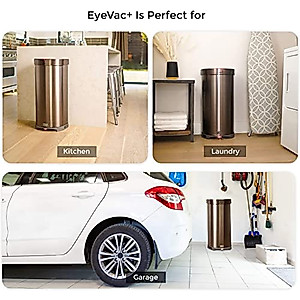 EyeVac+ 2in1 Touchless Trash Can & Vacuum – 13 Gallon Stainless Steel Automatic Motion Sensor Trash Bin – Powerful Suction & Touch Free Vacuum – Ideal for Kitchen