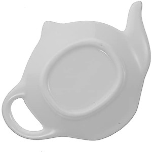 Soy Sauce Dish Jewelry Holder 4Pcs Tea Bag Holder Ceramic Teabag Coaster Teapot Shaped Seasoning Dish for Sauce Dessert (White) Tea Bag Organizer Tea Plates