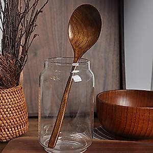 Kitchen Spoons 9 Inch Wooden Spoon Nonstick Kitchen Serving Spoons Scooper Utensil Long Handle Soup Spoon for Cooking And Stirring Spoons Silverware