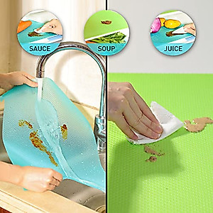 12 PCS Refrigerator Liners,Cailide Washable Mats Covers Pads,Home Kitchen Gadgets Accessories Organization for Glass Shelves Multi-Use Shelf Drawer Fridge Liners (Blue+Green+Pink,12 Pack (17.7"×11.6")