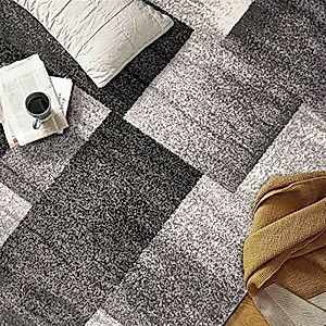 Rugshop Modern Distressed Boxes Area Rug 5' x 7' Gray