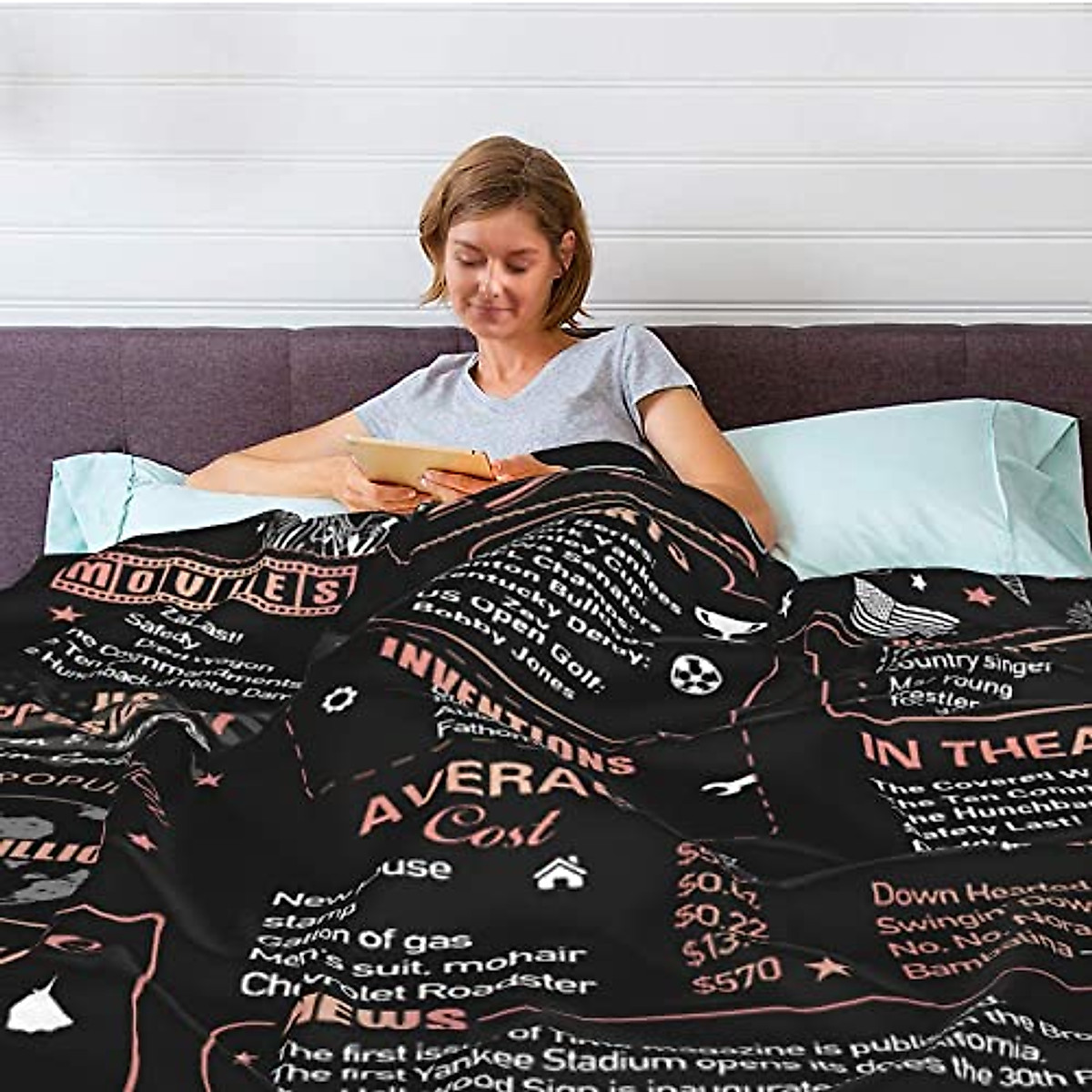 100th Birthday Gifts For Women Men Blanket, Gifts For 100th Birthday Decorations, 1923 Birthday Gifts For Her,100 Years Old Gift for Mom Dad Grandparents, 100th Bday Gifts Ideas Back in 1923 60"X50"