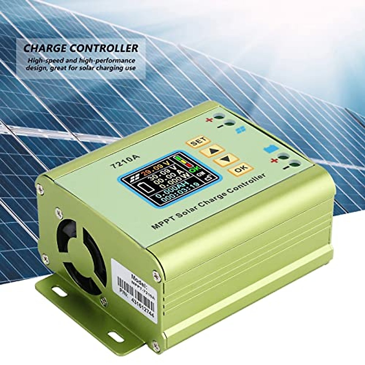 Akozon Solar Charge Controller LCD Display MPPT Solar Panel Charge Controller for Lithium Battery