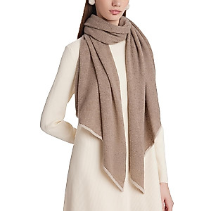 GOELIA 100% Pure Cashmere Scarf For Women Parallelogram Apricot Lightweight Winter Scarf For Women