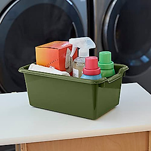 ECR4Kids Scoop Front Storage Bin, Multipurpose Organization, Hunter Green, 5-Piece