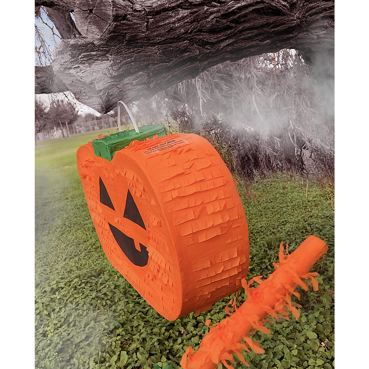 Halloween Pumpkin Piñata with stick 17"x10" Perfect for Halloween Party Decorations, Photo Prop, October Birthday, Funny and Spooky - Fits candy/favors: by Get a piñata