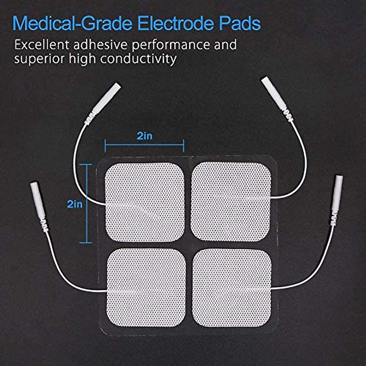 LotFancy TENS Unit Replacement Pads, 80Pcs 2" x 2" Adhesive Electrodes Pads for Muscle Stimulator Massager, Reusable Electrotherapy Pads