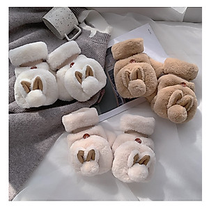 Women Girls Warm Gloves Thicken Cute Rabbit Ears Convertible Flip Top Winter Fingerless Thick Mittens for Teen Student (Color : White, Size : One Size)