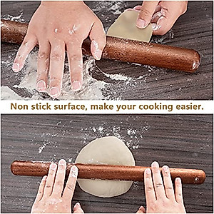 Wood Rolling Pin, Extra Long Thickened Rolling Pin for Baking, Wooden Dough Roller with Round Design at Both Ends for Multipurpose Aisoso (17.7 X 1.38 inches, Natural)