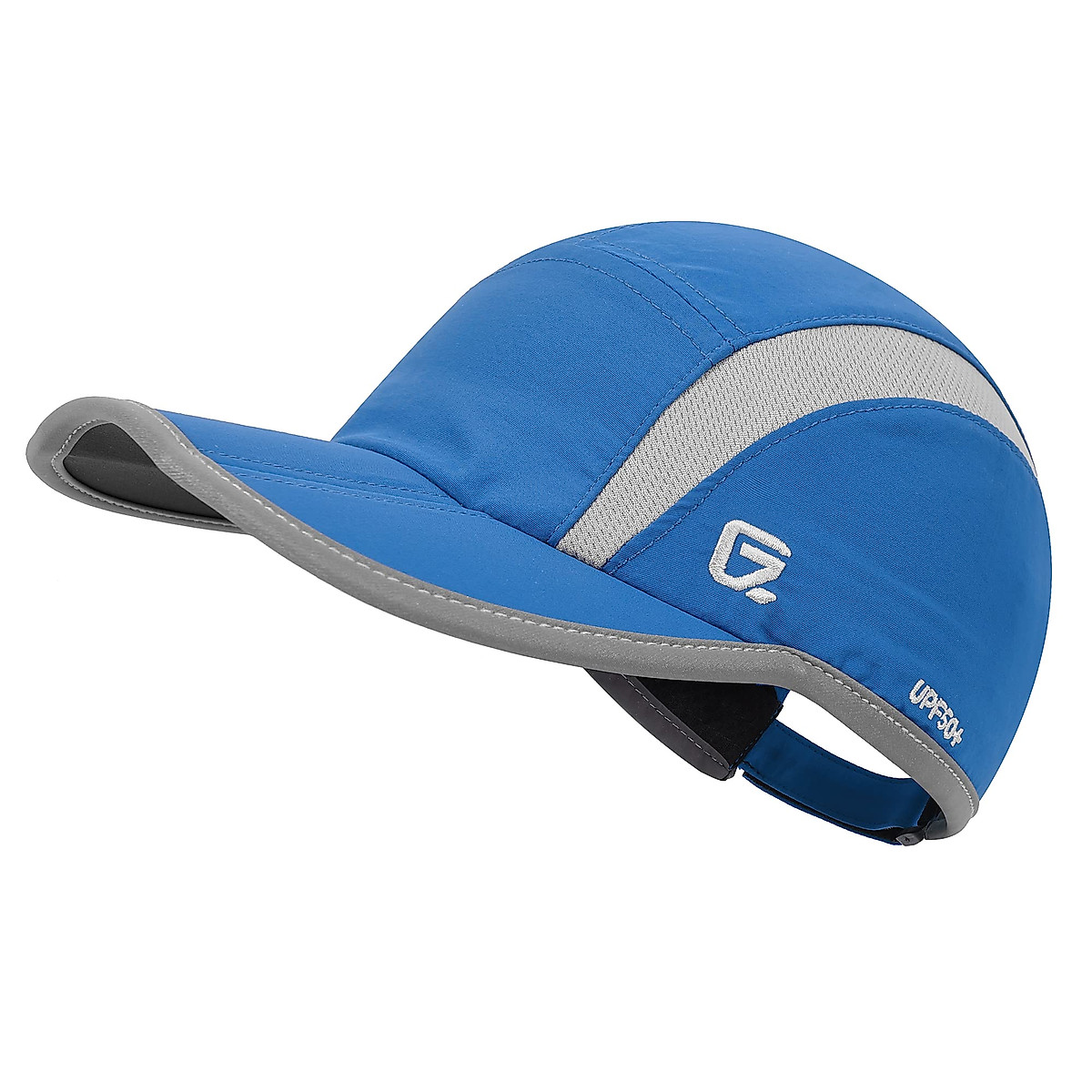 GADIEMKENSD Baseball Cap Nylon Running Cap Outdoor Sports Hat for Men Woman Adjustable Quick Drying Reflective Foldable 50+ UPF Inhibit UV Mesh Water Repellency Race Performance Lightweight Blue