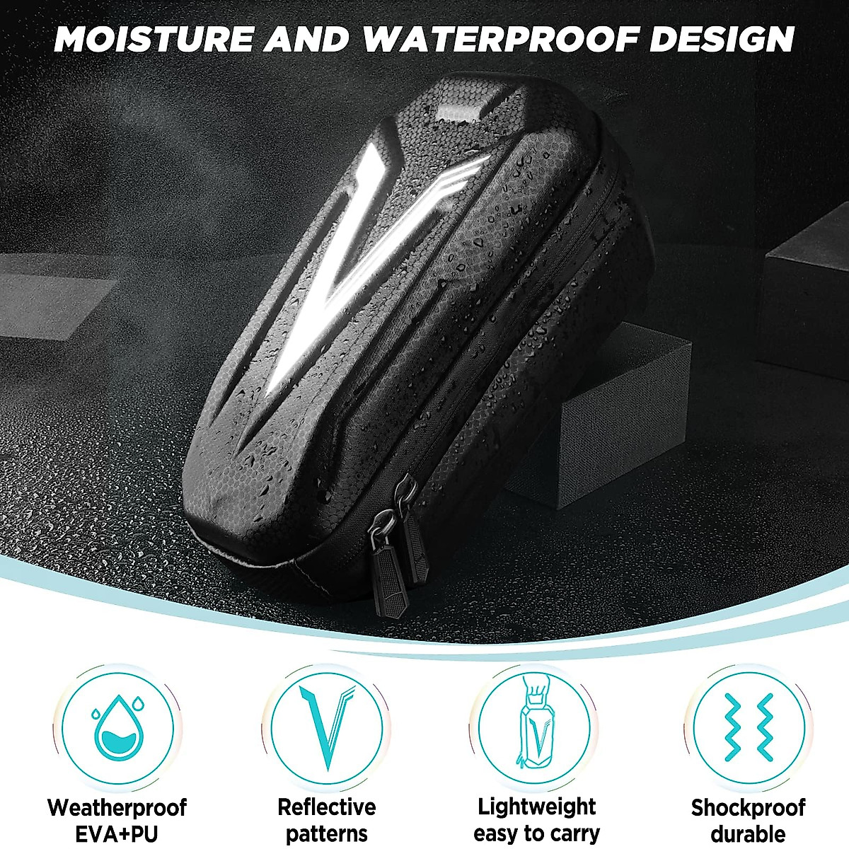 Vitalismo Electric Scooter Bag Scooter Accessories for Adults Kick Scooter Front Bag Waterproof EVA E Scooter Storage Bag Large Capacity Universal Scooter Handlebar Bag (2L)