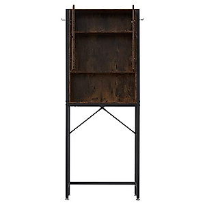 Elesuli Over The Toilet Storage Cabinet Space-Saving Bathroom Oragnizer Shelf Toilet Storage Rack Double Door Bathroom Storage Organizer Toilet Rack with Adjustable Feet