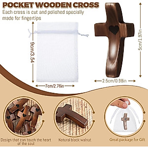 Handmade 3Pcs Pocket Cross My Heart with Organza Bags - Stress Relief Fidget Toy for Christian, Pocket Prayer Cross, Religious Easter Day Gift Set