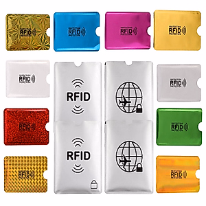 Luumxai 16 RFID Blocking Sleeves Envelopes(10 Credit Card Holders & 4 Passport Protectors) Identity Theft Protection Secure Sleeves Set.Waterproof aluminum foil slim Design easily into your Wallet