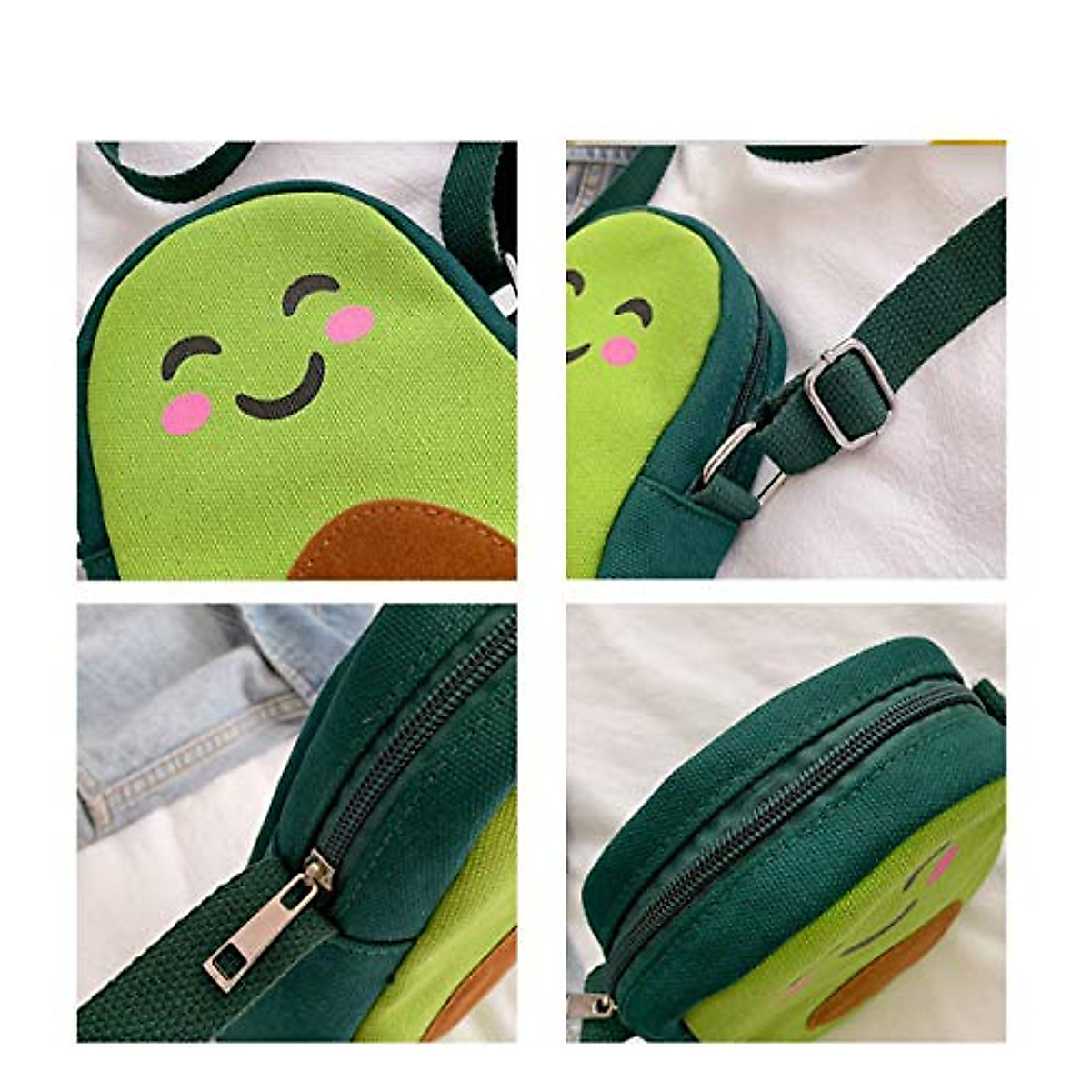 MILATA Fruit Avocado Shape Design Novelty Girls Purse Canvas Crossbody Bag Chic Shoulder Bag for Women
