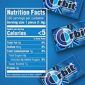 ORBIT Peppermint Sugarfree Chewing Gum Bulk, 20 Packs of 14-Pieces (280 Total Pieces)