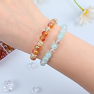 MAKERSLAND 24 Color Plated Glass Beads for Jewelry Making Bracelet Making Kit, DIY Gemstone Beads Crystal Beads, Plated Glass Beads Round Beads for Women 8mm