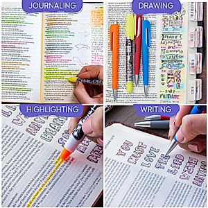 BLIEVE- Bible Highlighters And Pens No Bleed Through, Bible Verse Dry Highlighter and Pens Fine Tip, Bible Journaling Supplies and Bible Study Kit (10 Pack)