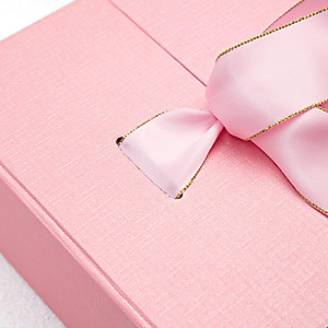 JOHOUSE Pink Gift Box, 8inch Large Gift Box with Lid Ribbon Square Gift Box for Wedding Birthday Anniversary Valentine's Day Baby Shower